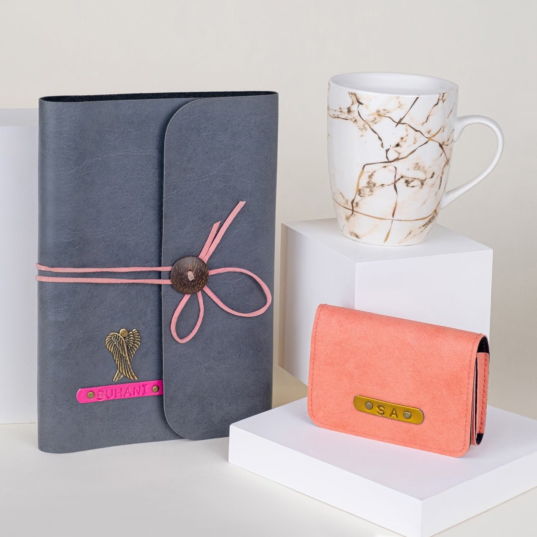 Personalized Birthday Combo Gift Set - Diary, Mug & Card Holder – The ...